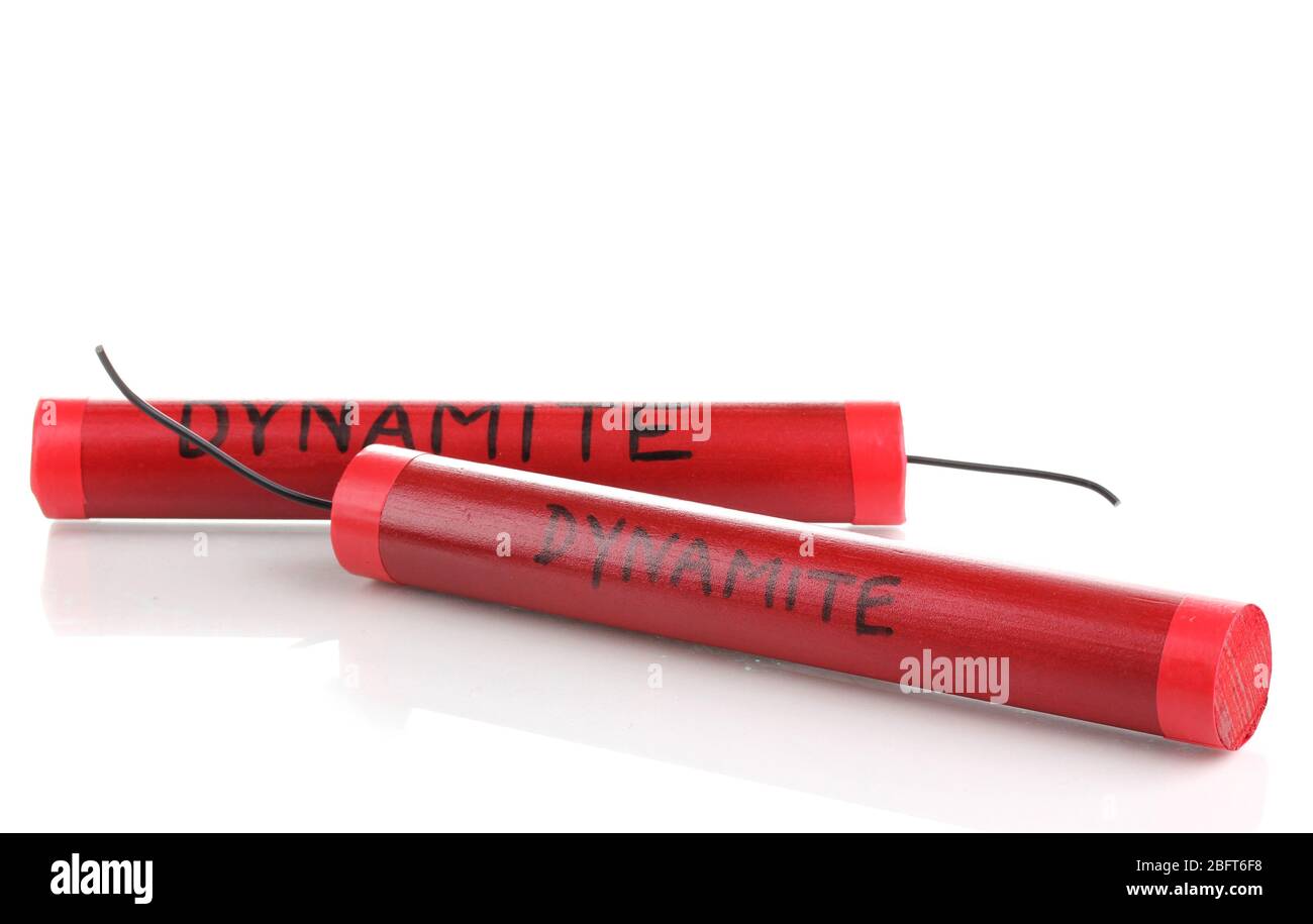 Dynamite isolated on white Stock Photo - Alamy