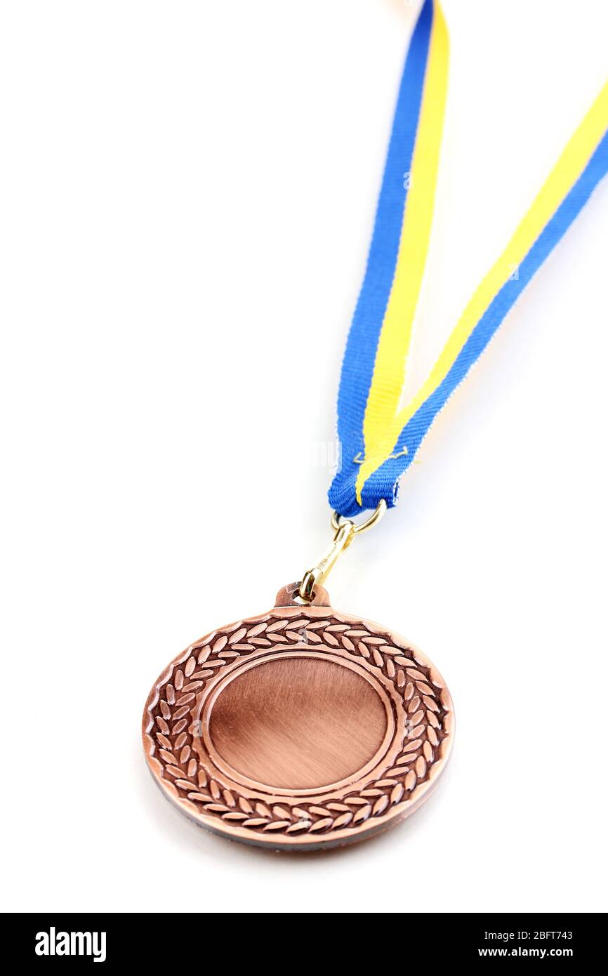Bronze medal isolated on white Stock Photo - Alamy