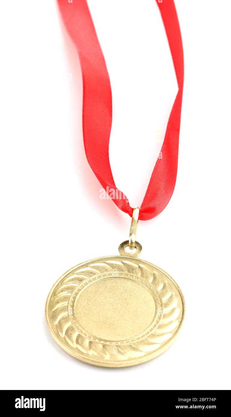 Gold medal isolated on white Stock Photo - Alamy