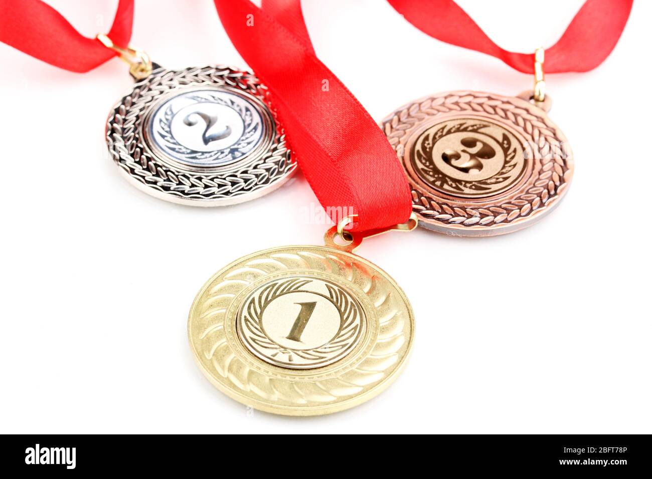 Three medals isolated on white Stock Photo - Alamy