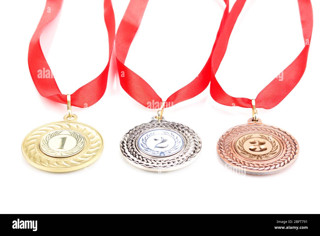 Three medals isolated on white Stock Photo - Alamy