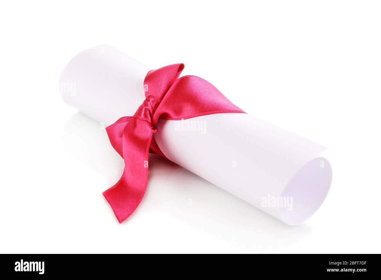 Graduation diploma tied with ribbon isolated on white Stock Photo - Alamy