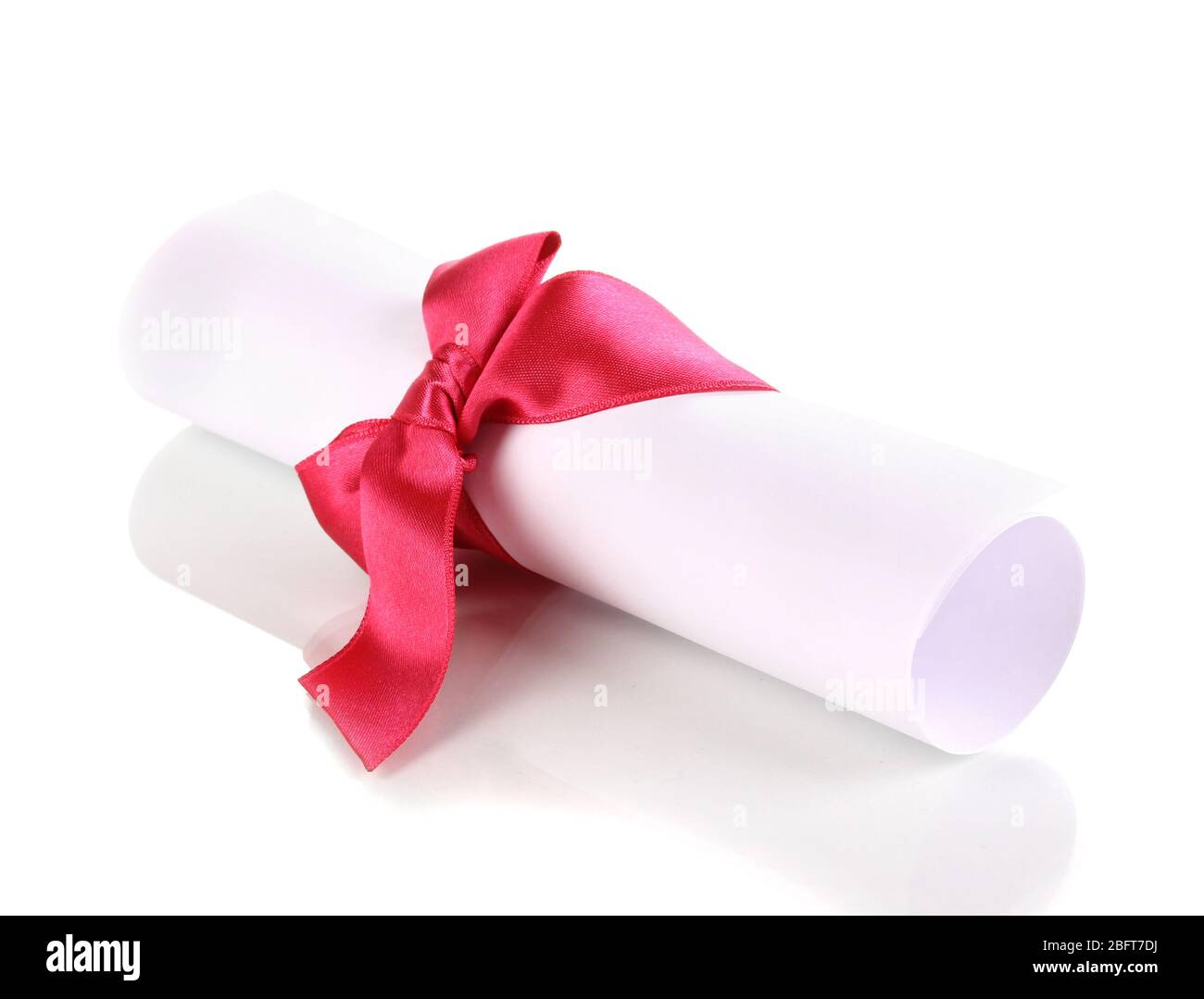 Graduation diploma tied with ribbon isolated on white Stock Photo - Alamy