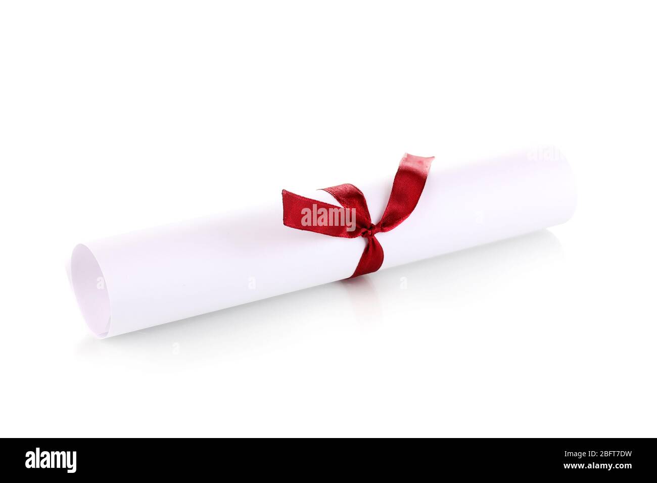 Graduation diploma tied with ribbon isolated on white Stock Photo - Alamy