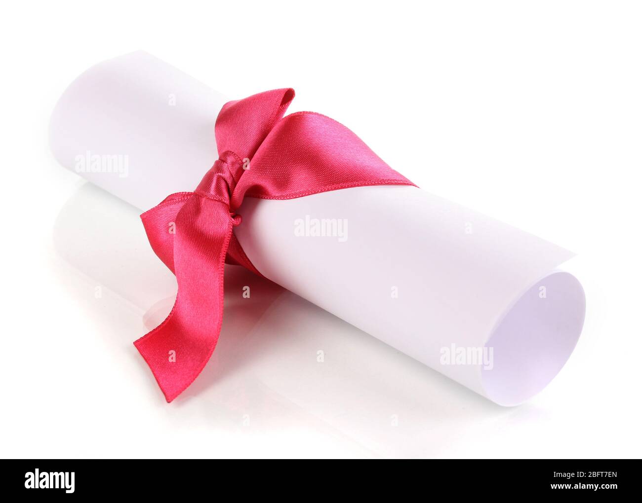 Graduation diploma tied with ribbon isolated on white Stock Photo - Alamy