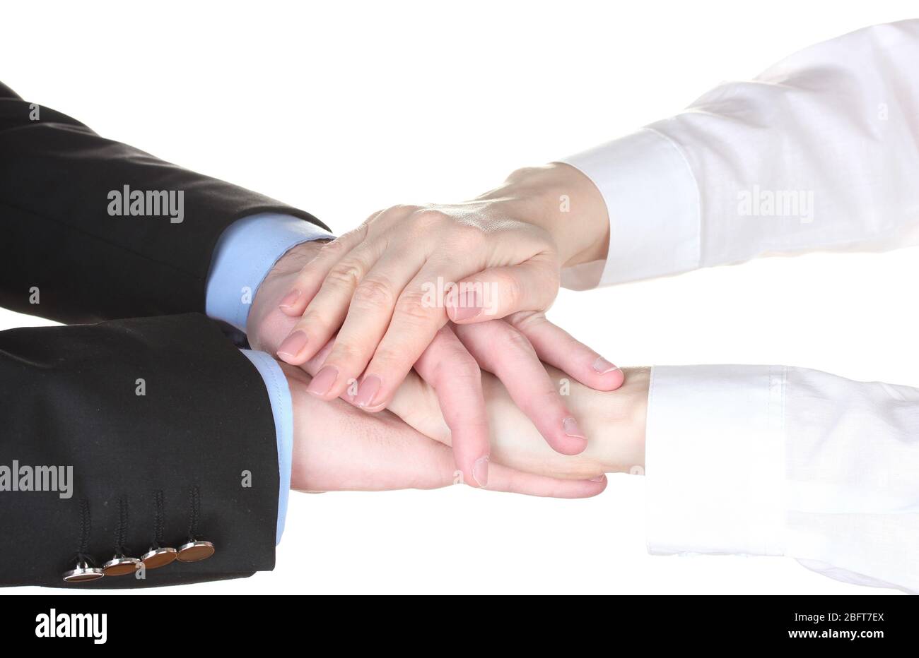 four hands isolated on white Stock Photo - Alamy