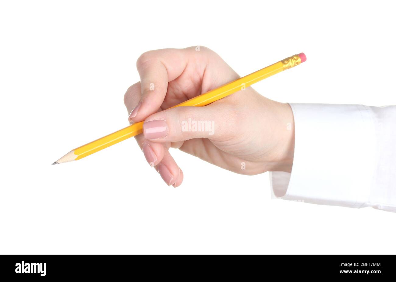 Woman hand with pencil isolated on white Stock Photo - Alamy