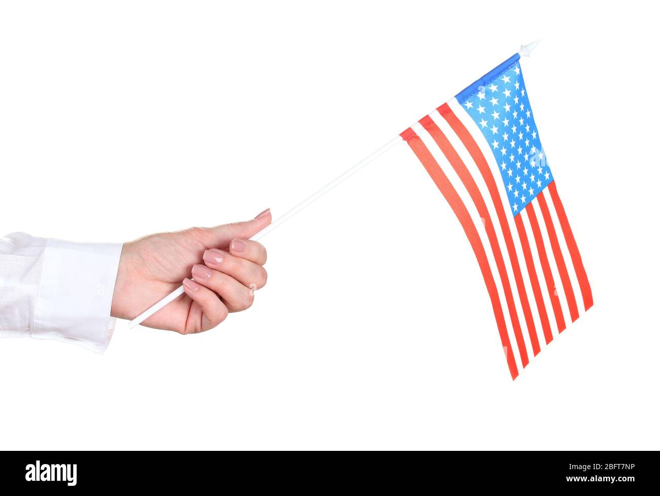 female hand with American flag isolated on white Stock Photo - Alamy