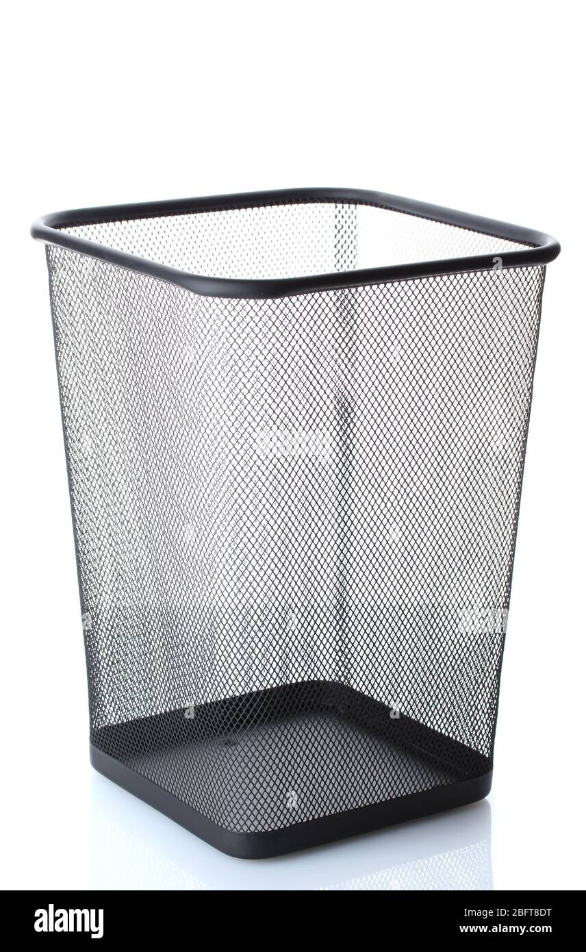 empty metal trash bin isolated on white Stock Photo - Alamy