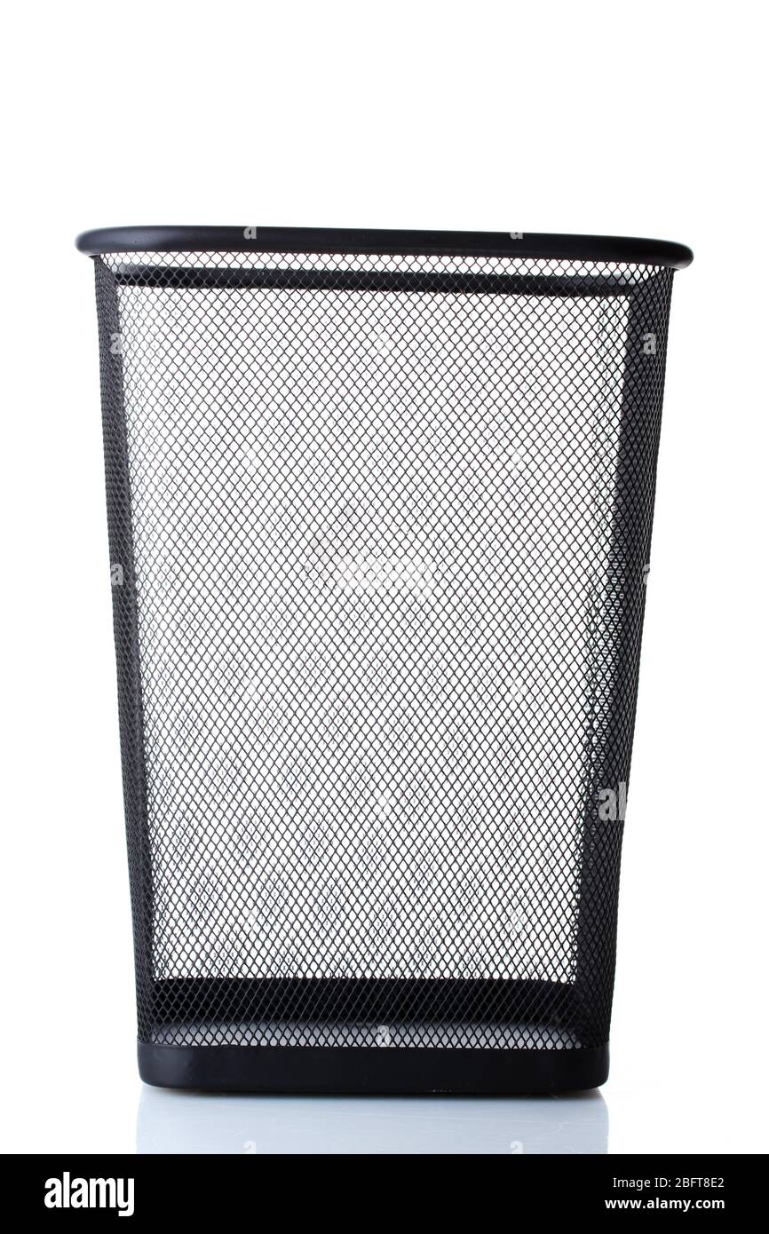 empty metal trash bin isolated on white Stock Photo - Alamy