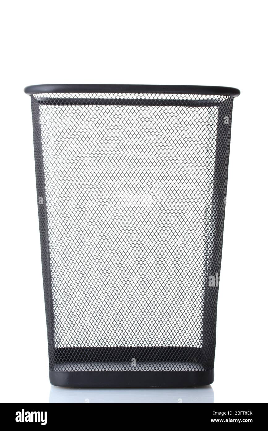 empty metal trash bin isolated on white Stock Photo - Alamy