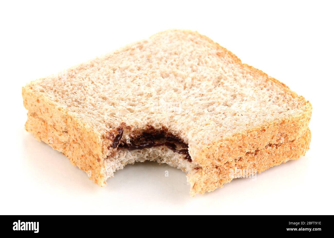 Bitten sandwich with chocolate isolated on white Stock Photo - Alamy