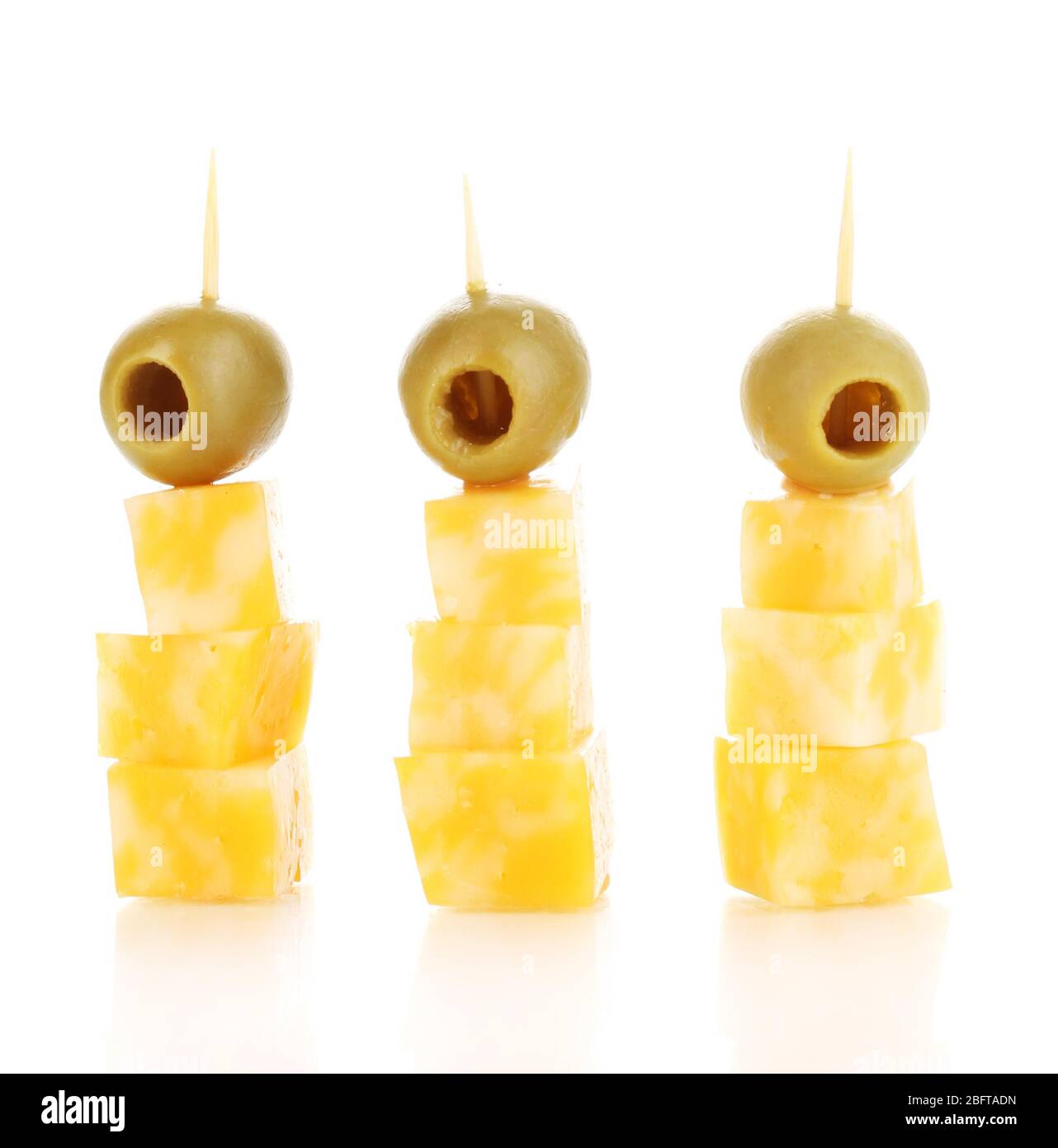 Cheese canapes isolated on white Stock Photo - Alamy