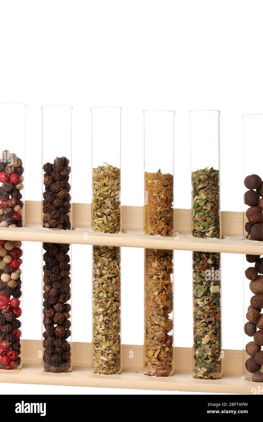 Various spices in tubes isolated on white Stock Photo - Alamy