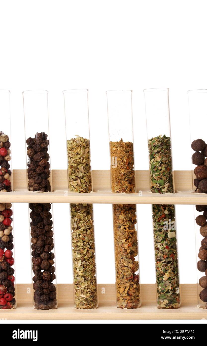 Various spices in tubes isolated on white Stock Photo - Alamy
