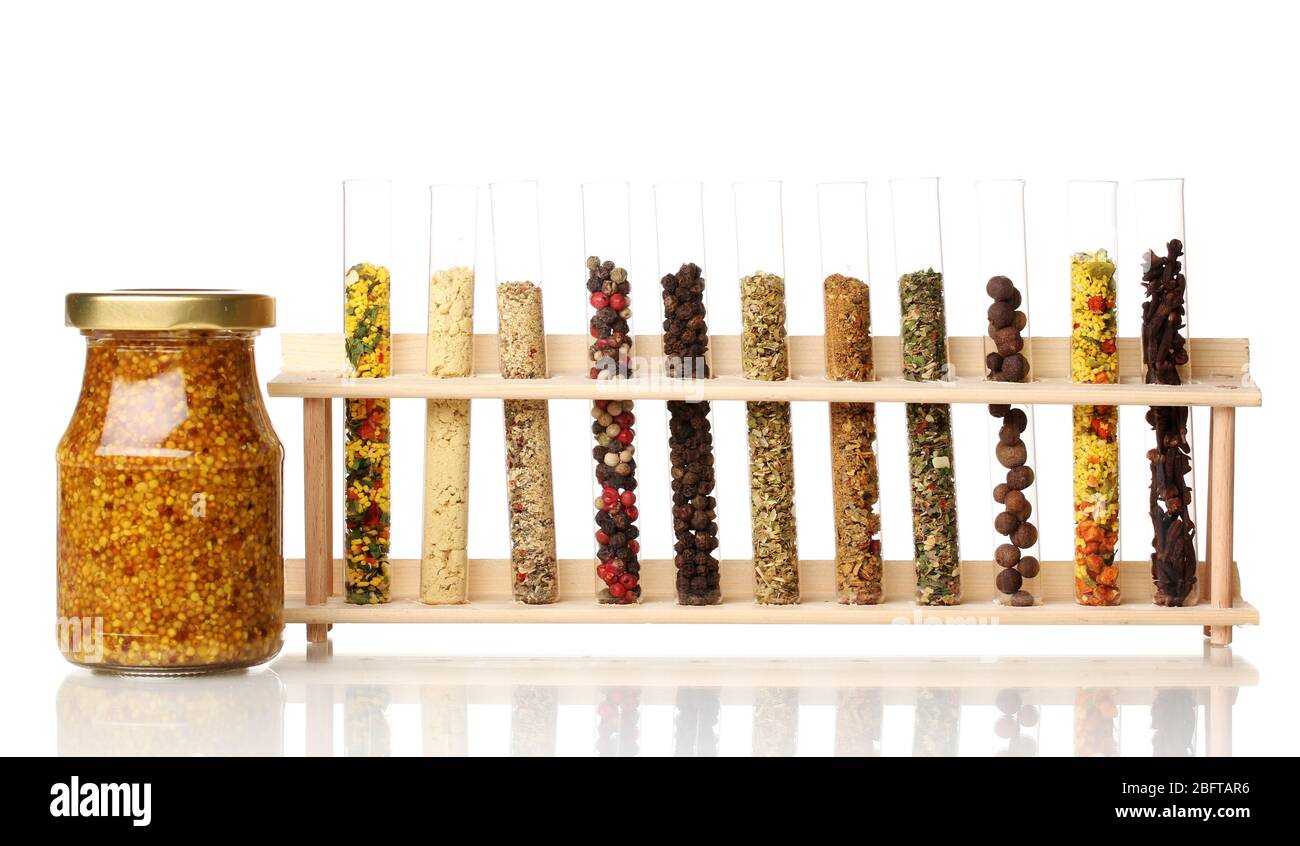 Various spices in tubes isolated on white Stock Photo - Alamy