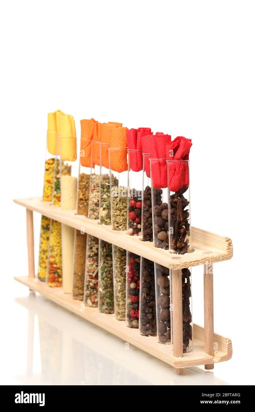 Various spices in tubes isolated on white Stock Photo - Alamy
