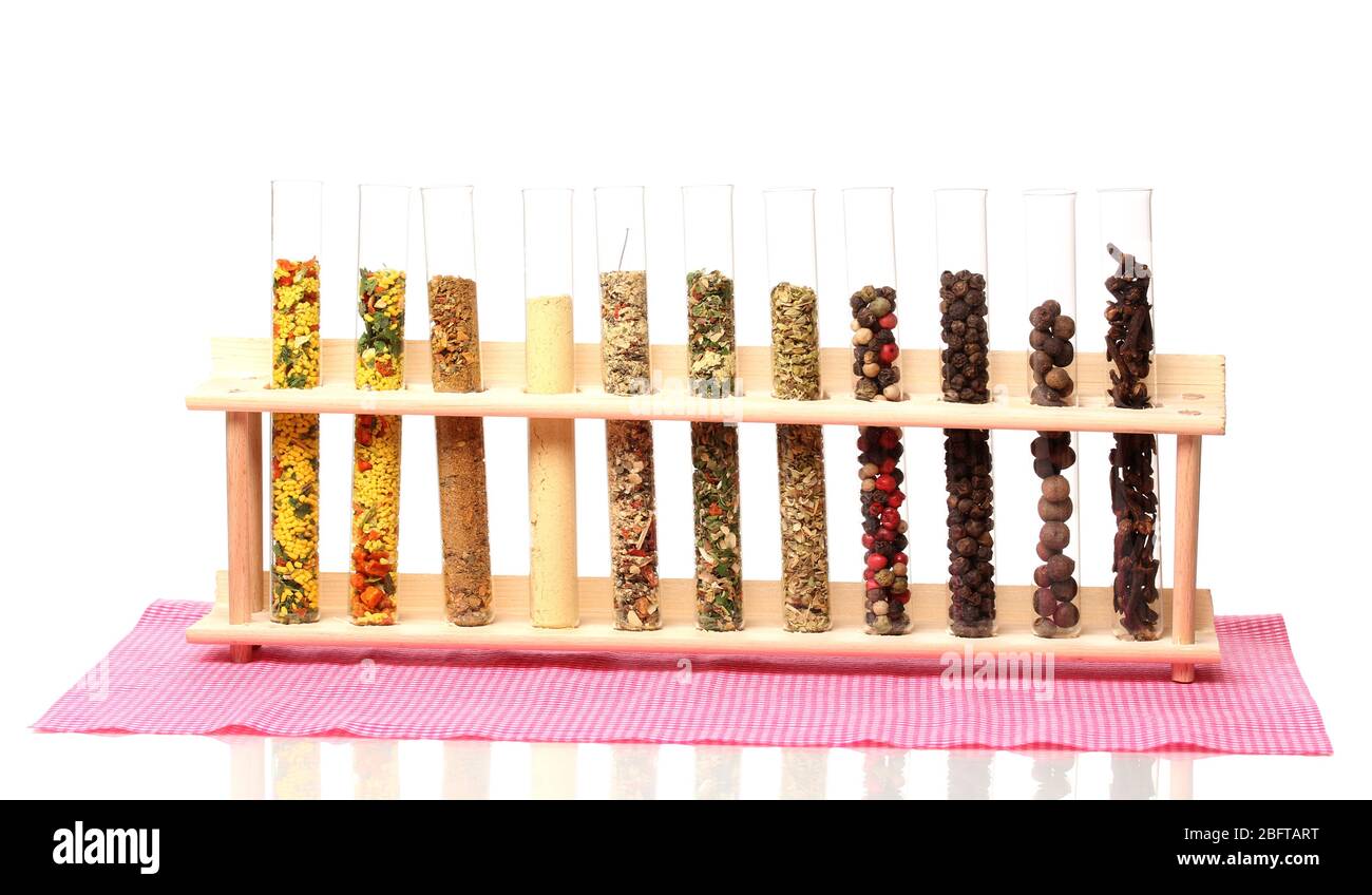 Various spices in tubes isolated on white Stock Photo - Alamy