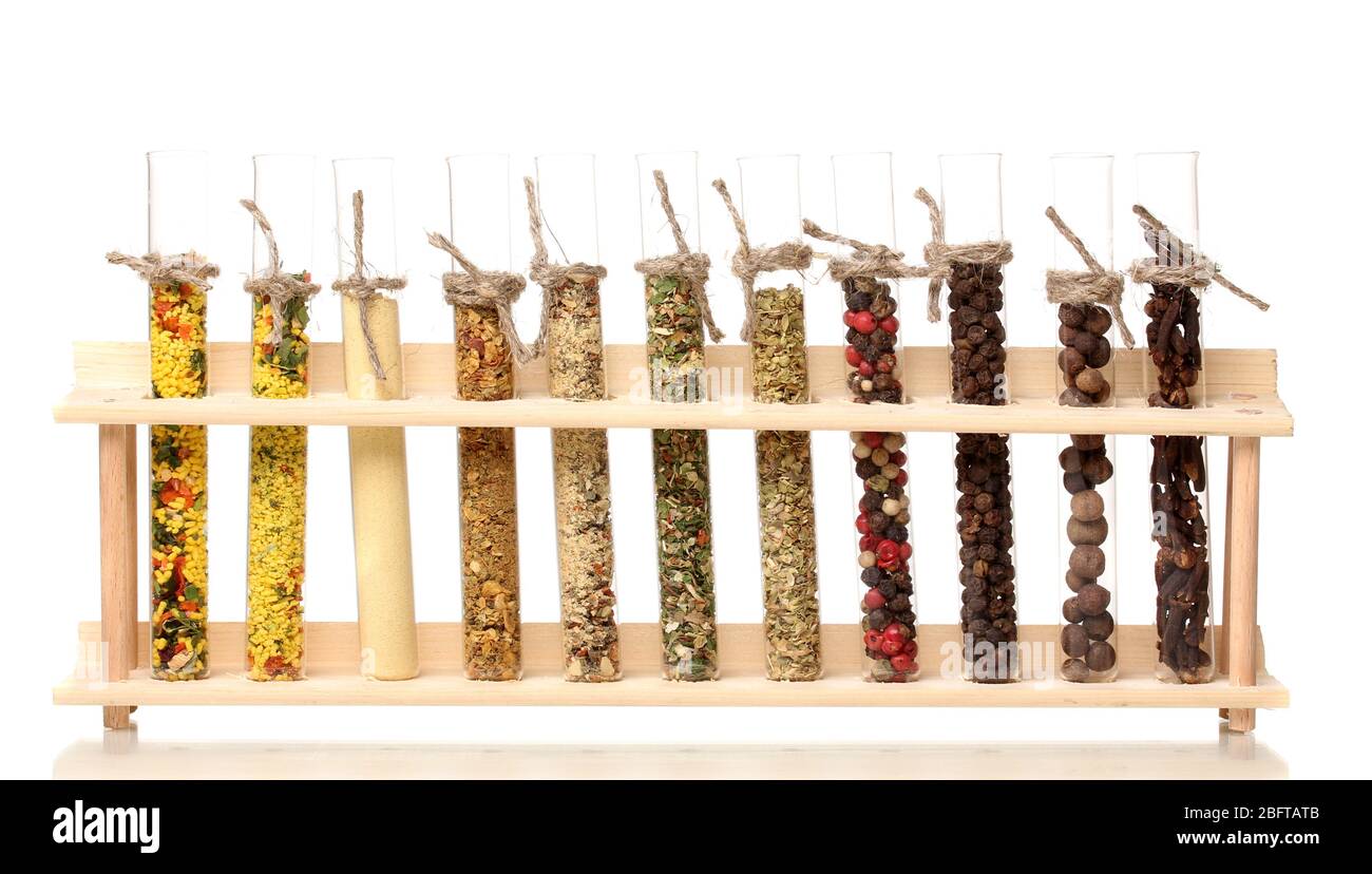 Various spices in tubes isolated on white Stock Photo - Alamy