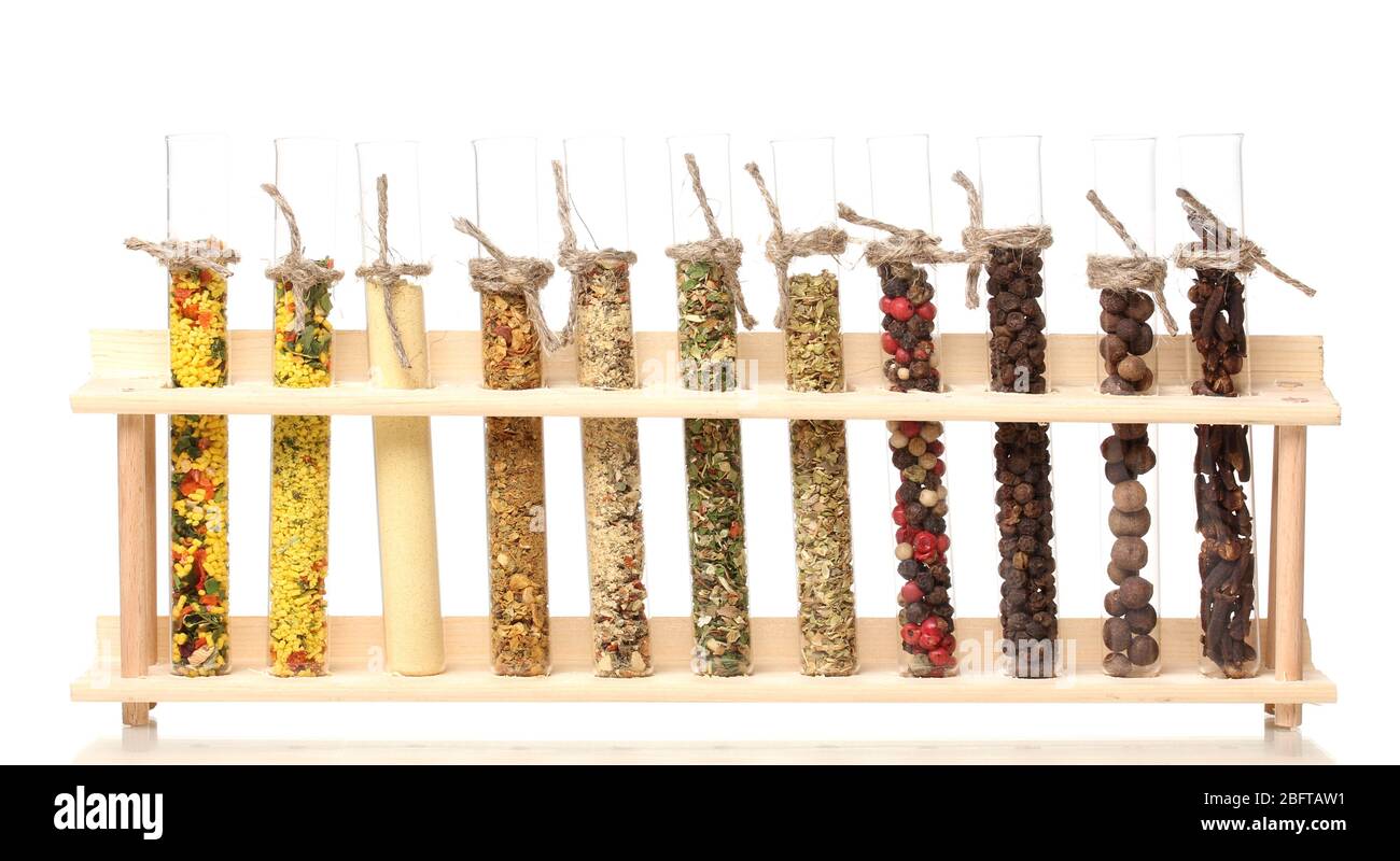 Various spices in tubes isolated on white Stock Photo - Alamy