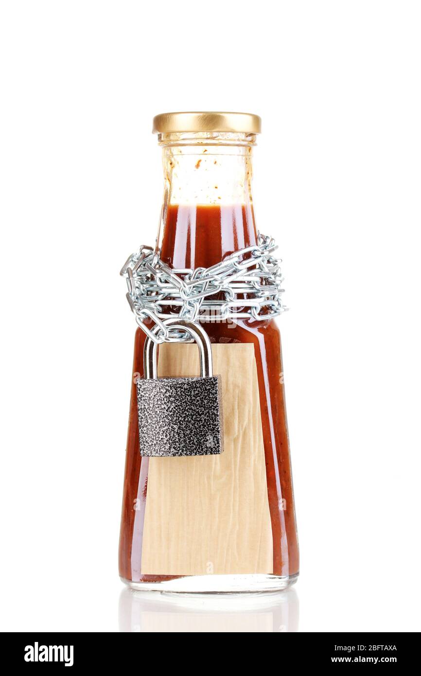 Secret ingredient with chain and padlock isolated on white Stock Photo ...