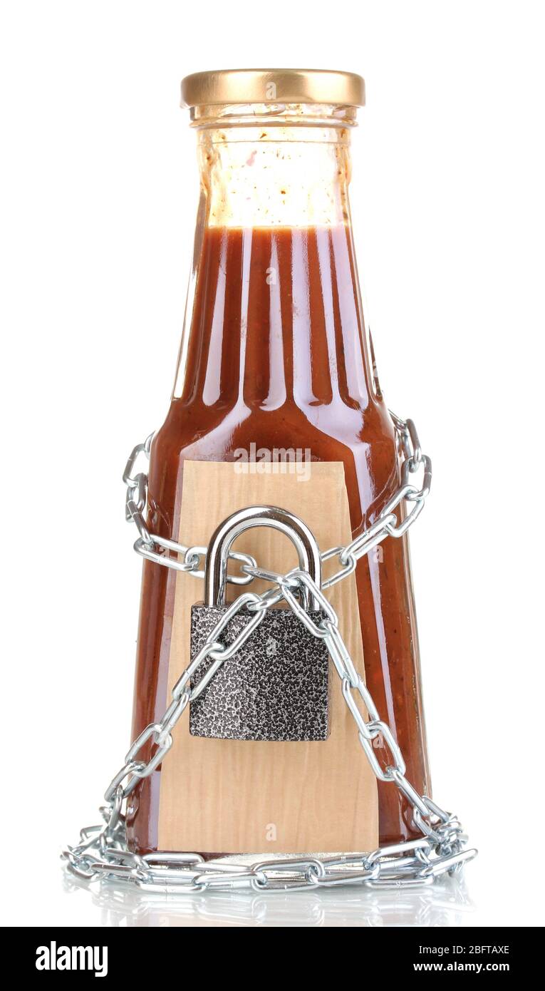 Secret ingredient with chain and padlock isolated on white Stock Photo ...
