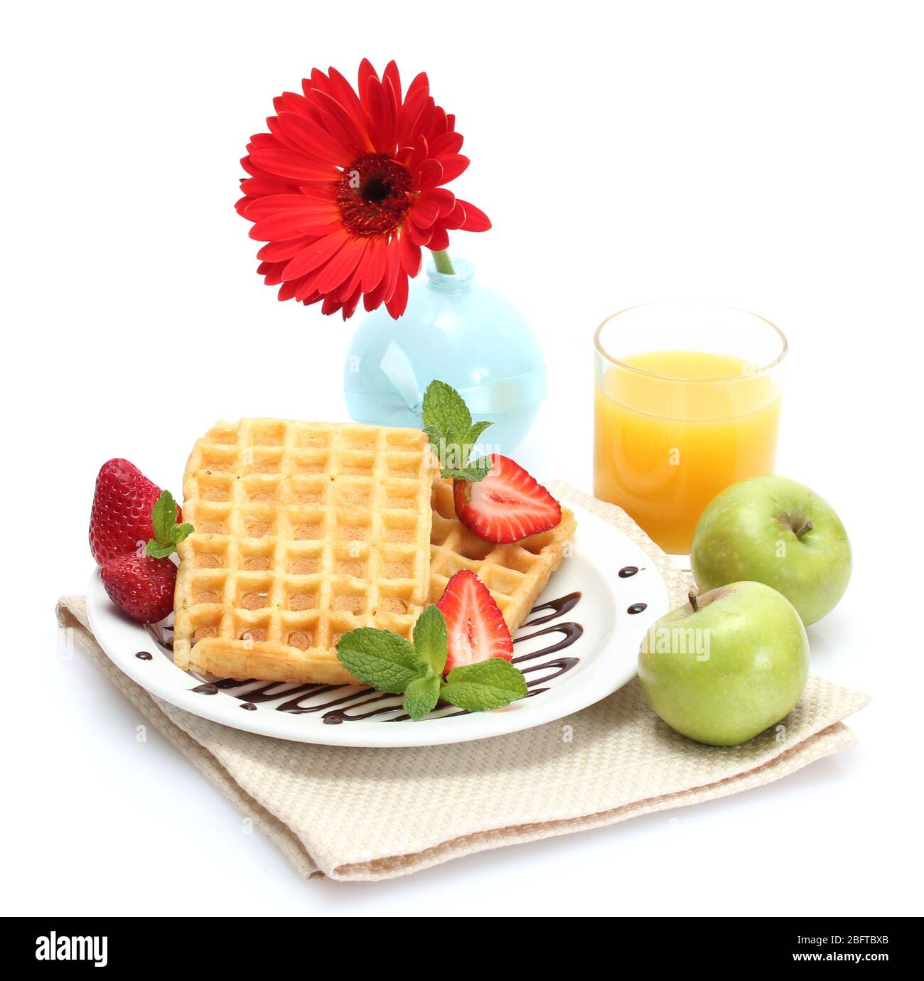 light breakfast isolated on white Stock Photo - Alamy