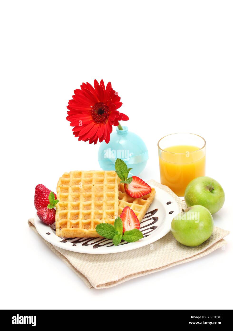 light breakfast isolated on white Stock Photo - Alamy