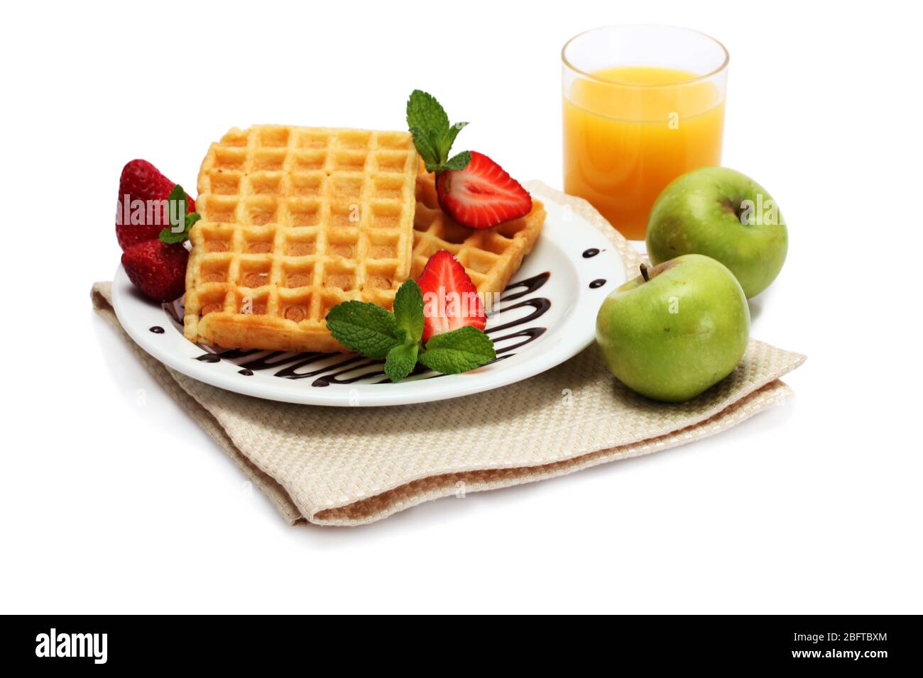 light breakfast isolated on white Stock Photo - Alamy