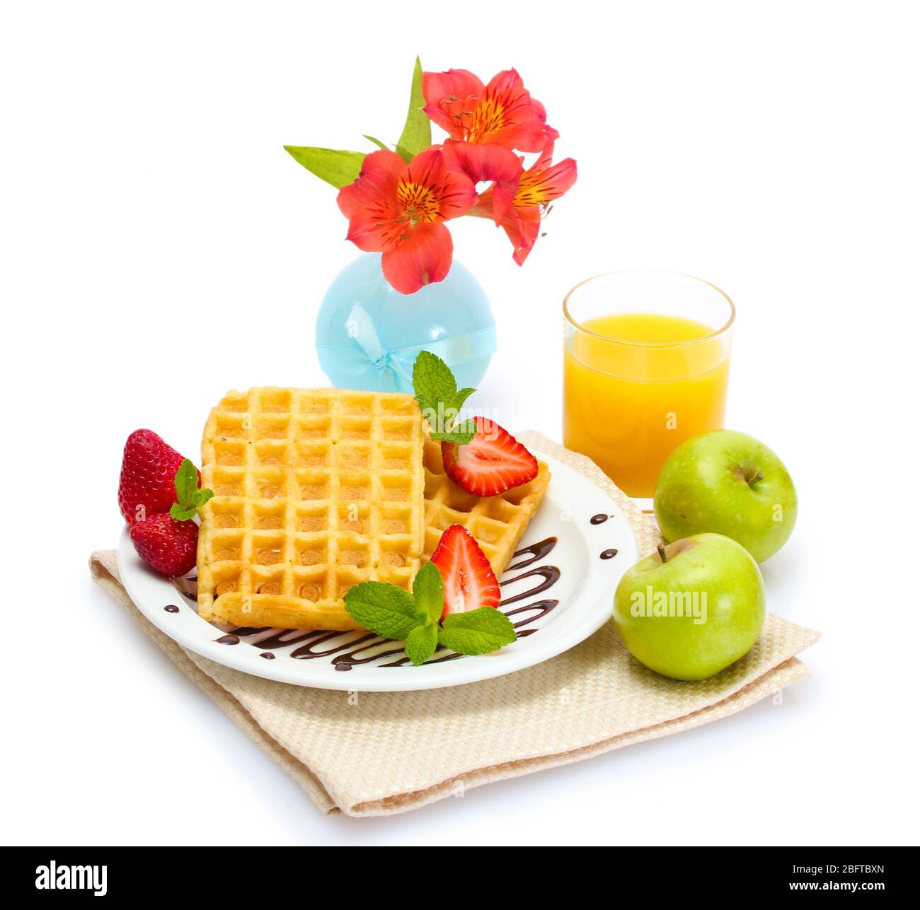 light breakfast isolated on white Stock Photo - Alamy