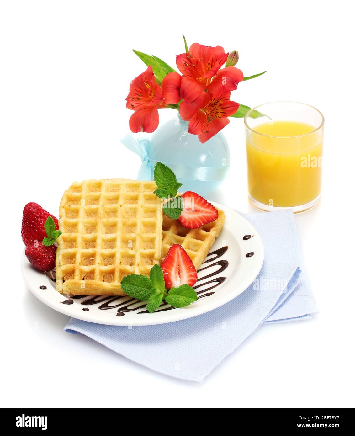 light breakfast isolated on white Stock Photo - Alamy