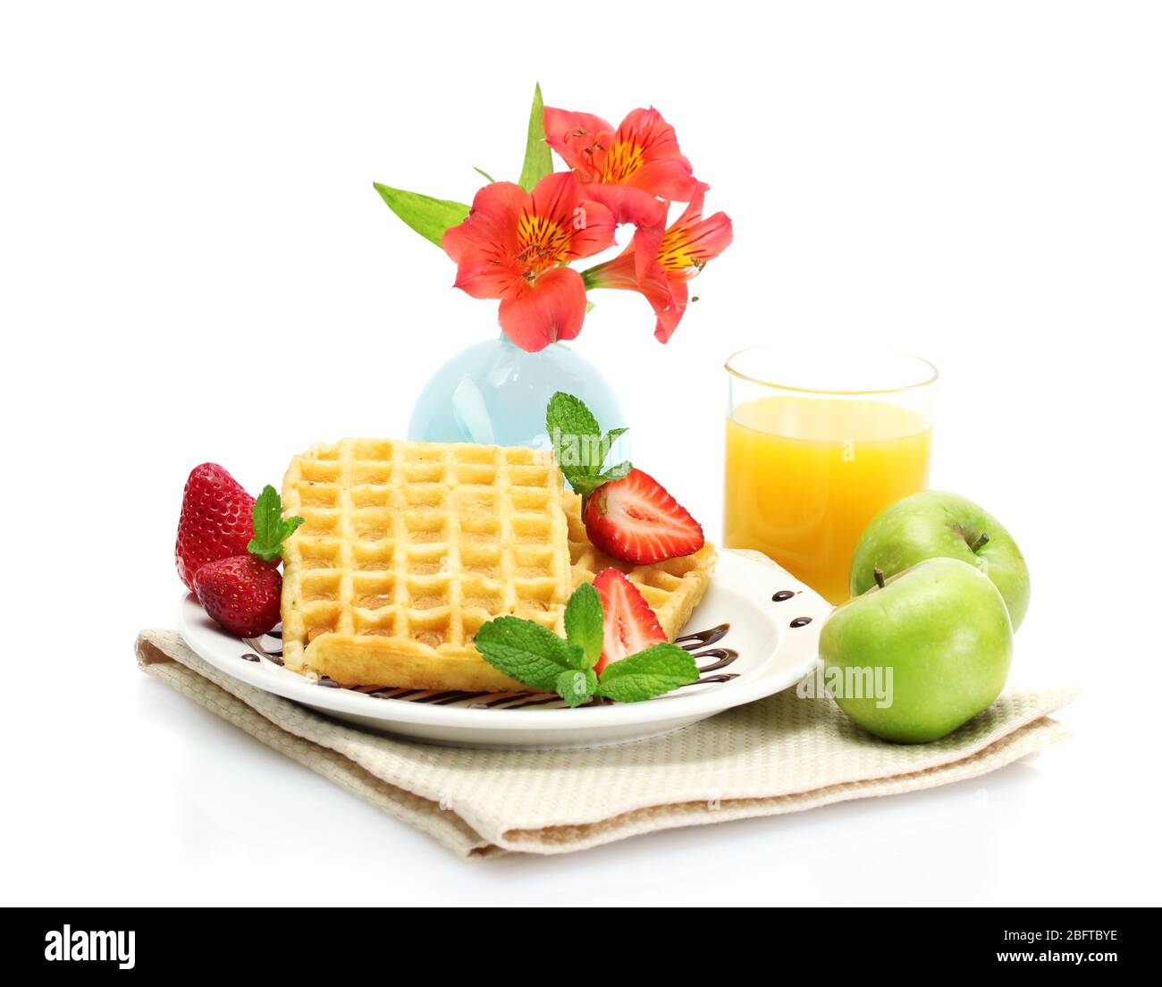 light breakfast isolated on white Stock Photo - Alamy