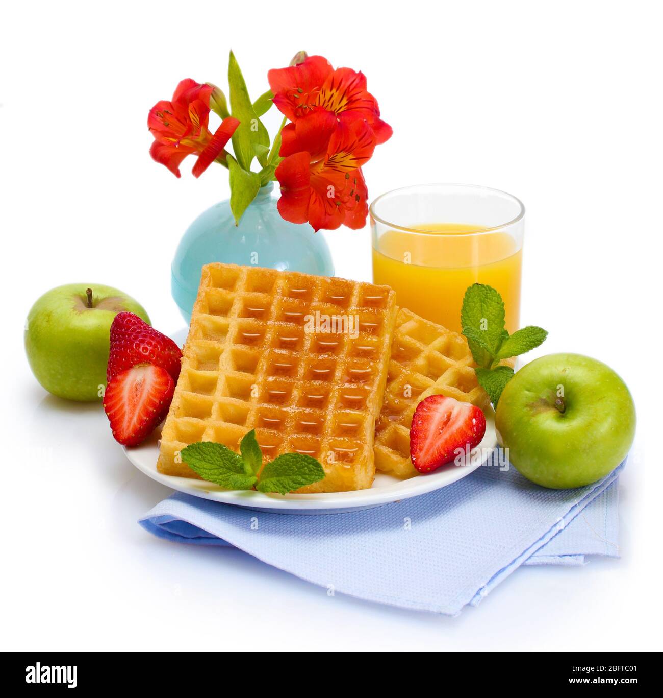 light breakfast isolated on white Stock Photo - Alamy