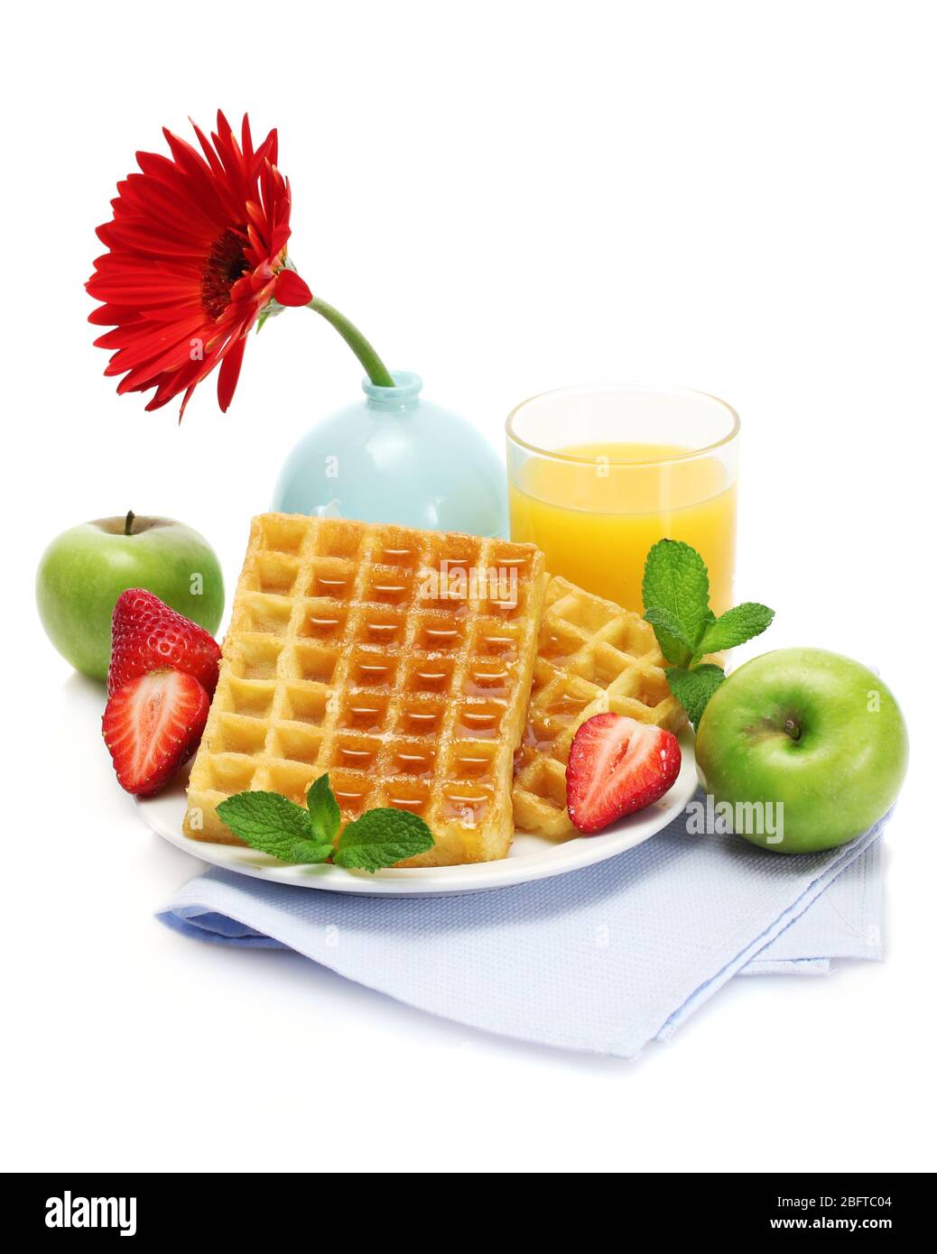 light breakfast isolated on white Stock Photo - Alamy