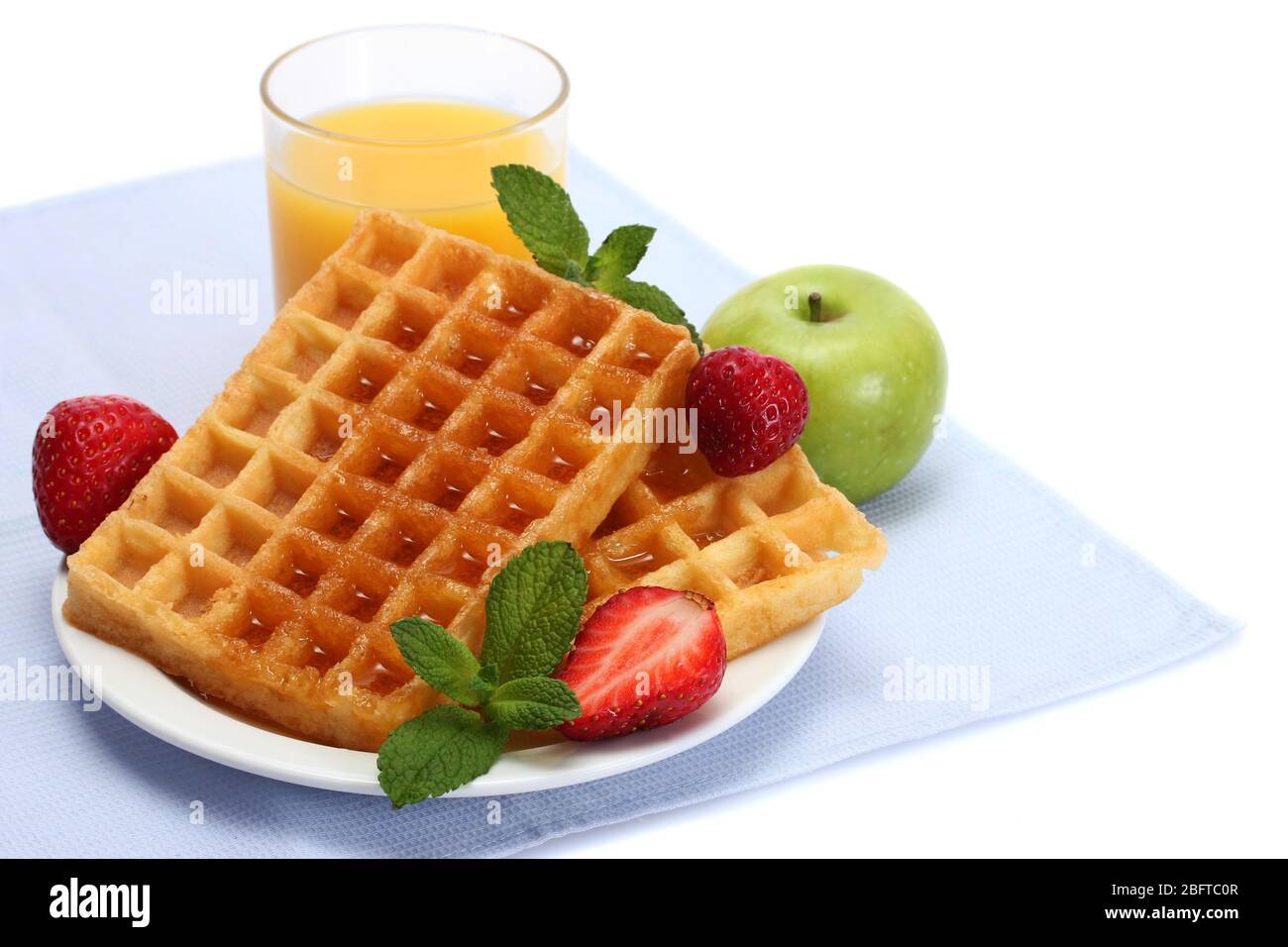 light breakfast isolated on white Stock Photo - Alamy