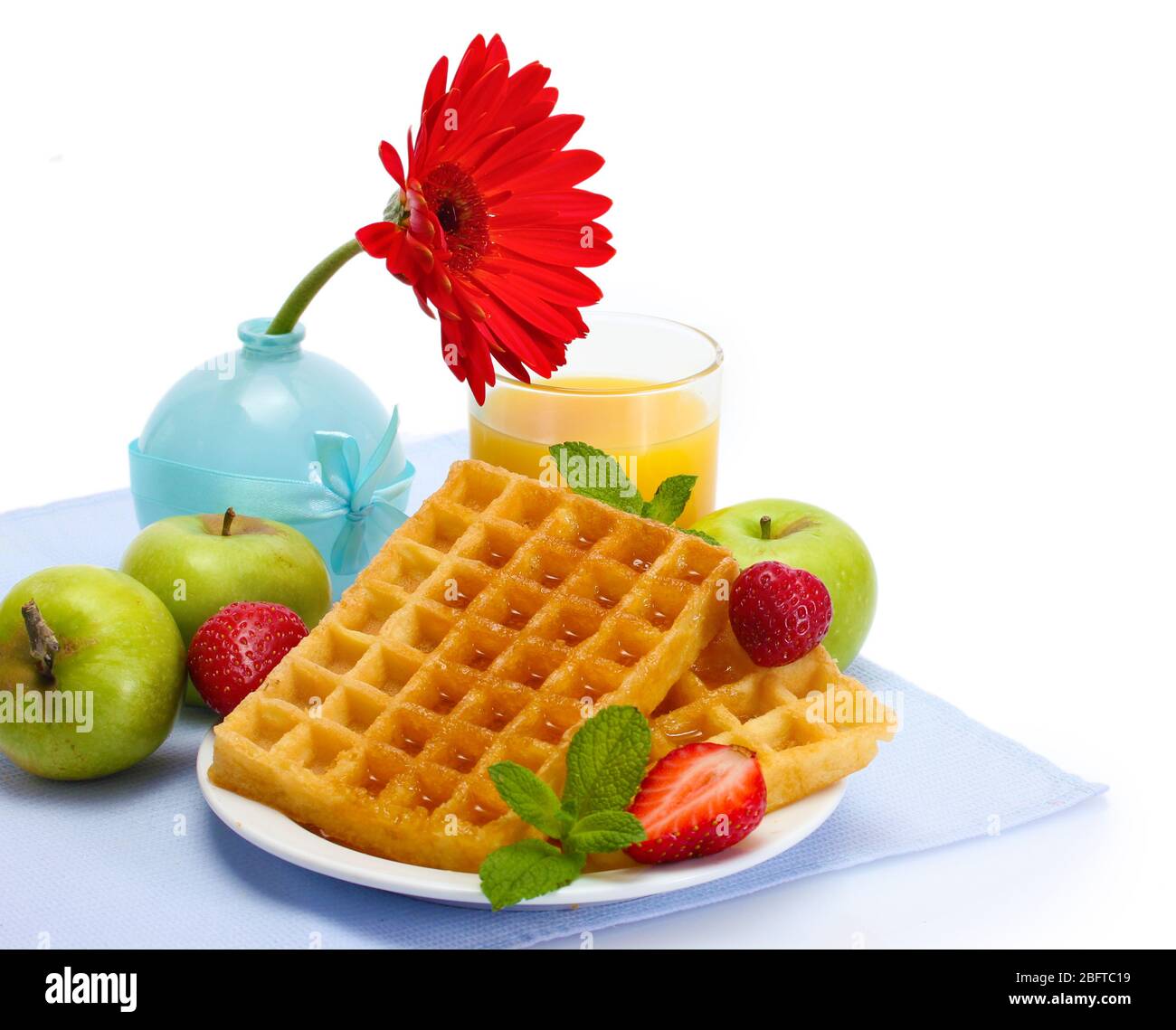light breakfast isolated on white Stock Photo - Alamy