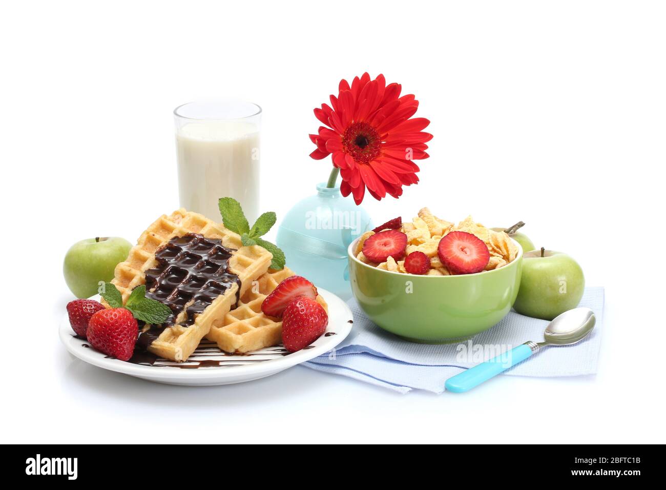 light breakfast isolated on white Stock Photo - Alamy