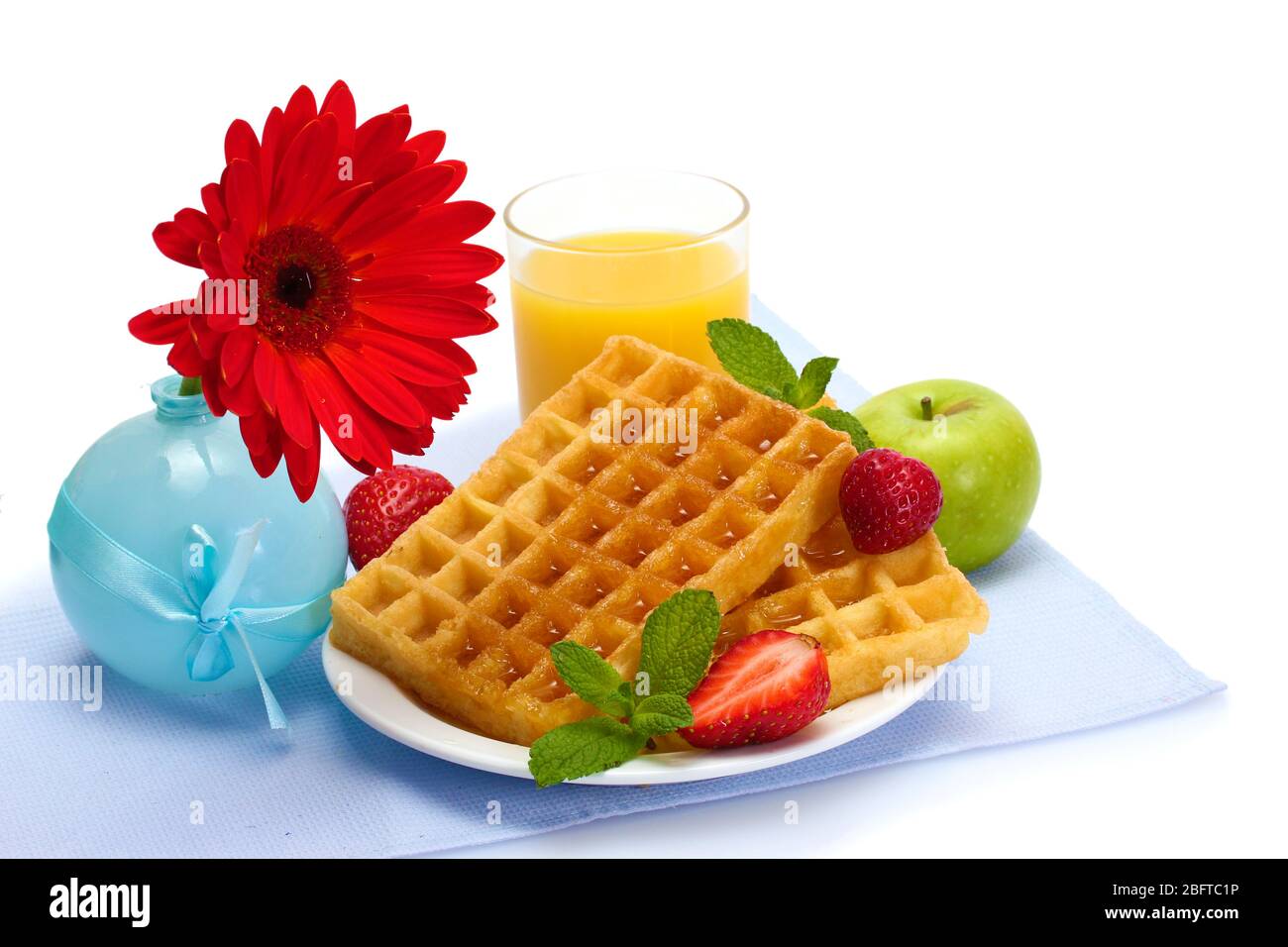 light breakfast isolated on white Stock Photo - Alamy