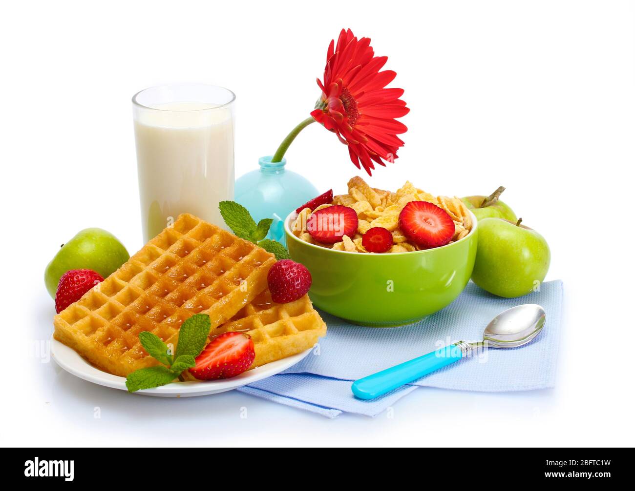 light breakfast isolated on white Stock Photo - Alamy