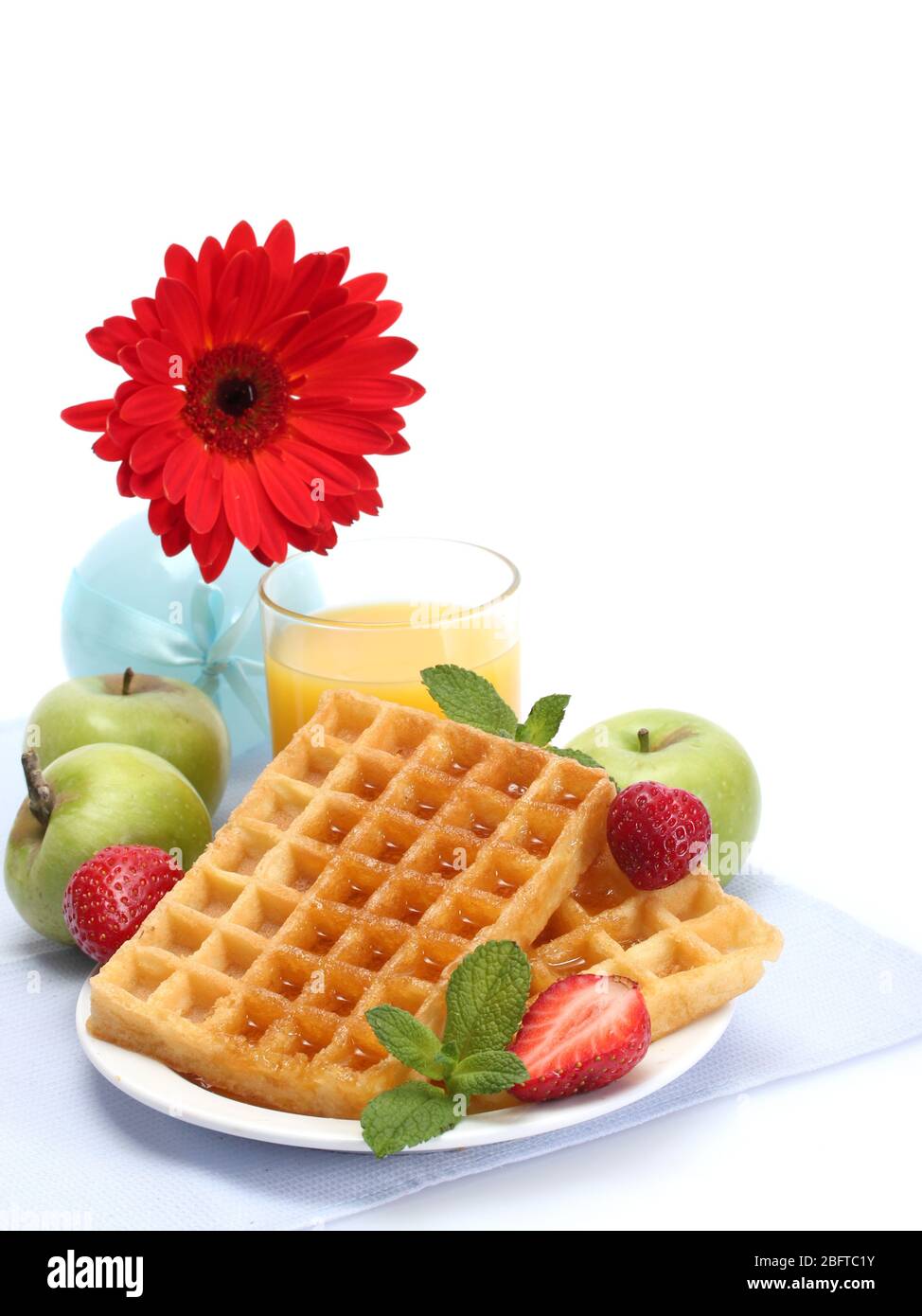 light breakfast isolated on white Stock Photo - Alamy