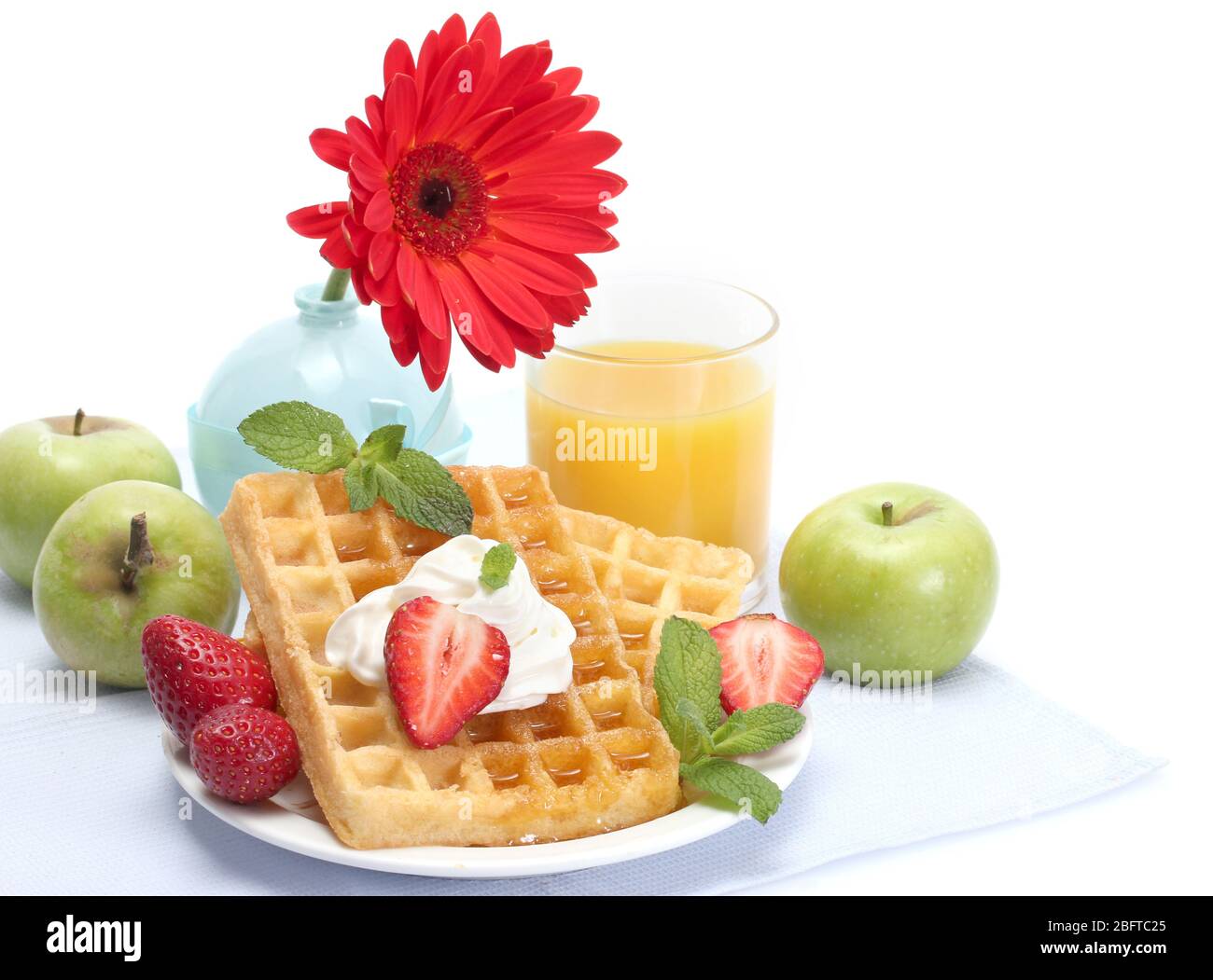 light breakfast isolated on white Stock Photo - Alamy