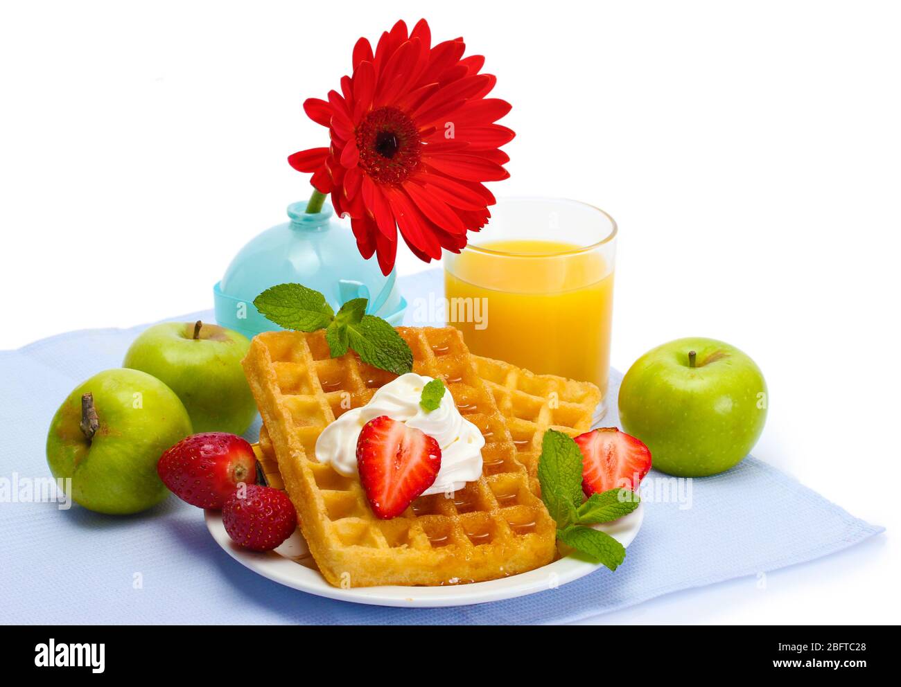 light breakfast isolated on white Stock Photo - Alamy
