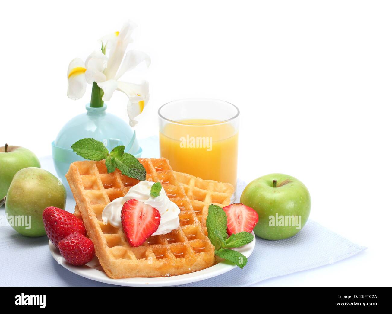 light breakfast isolated on white Stock Photo - Alamy