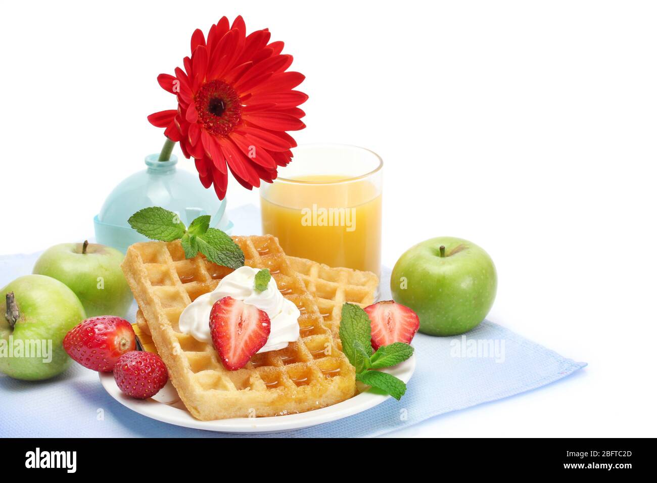 light breakfast isolated on white Stock Photo - Alamy