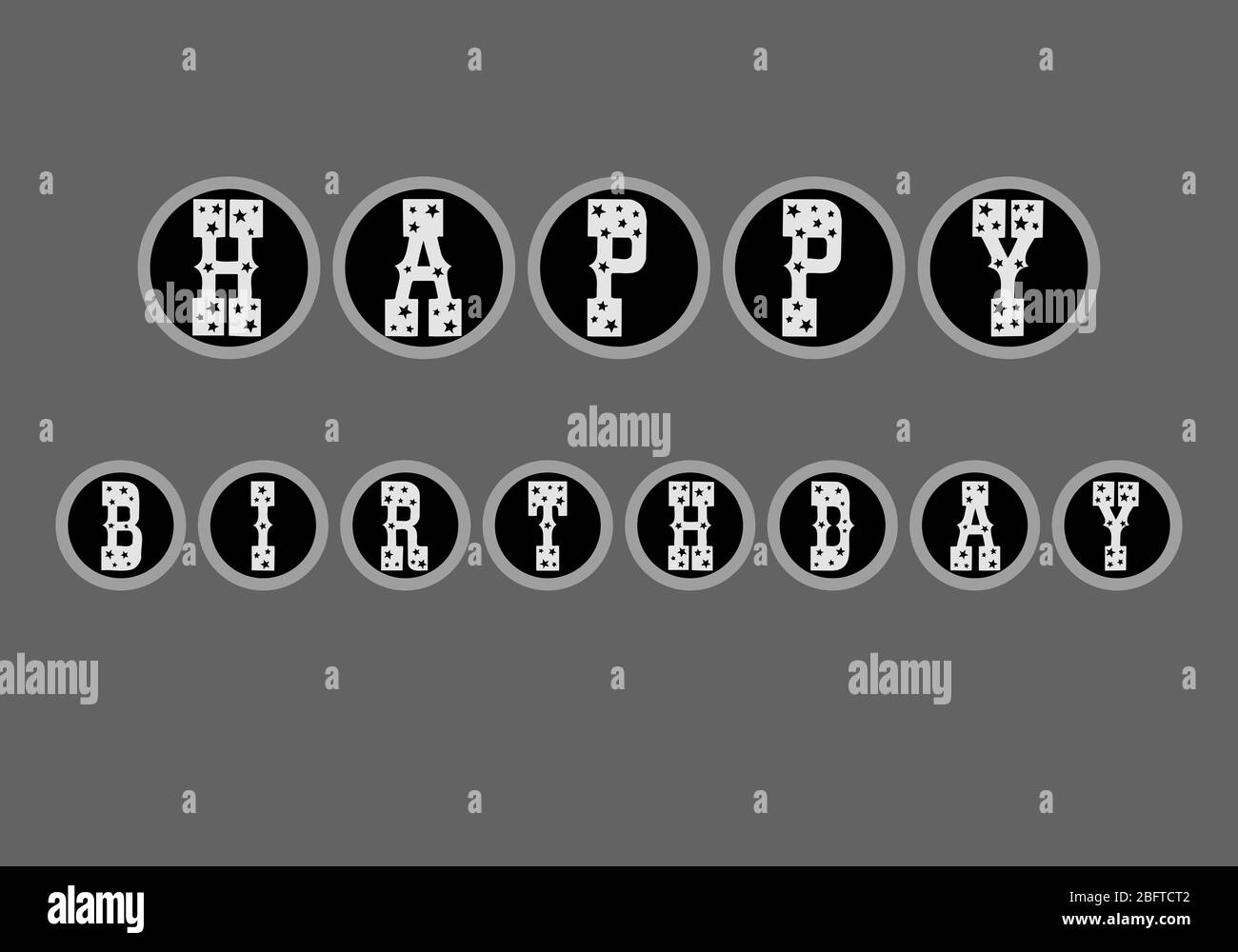 simple happy birthday text on a grey background Stock Photo - Alamy