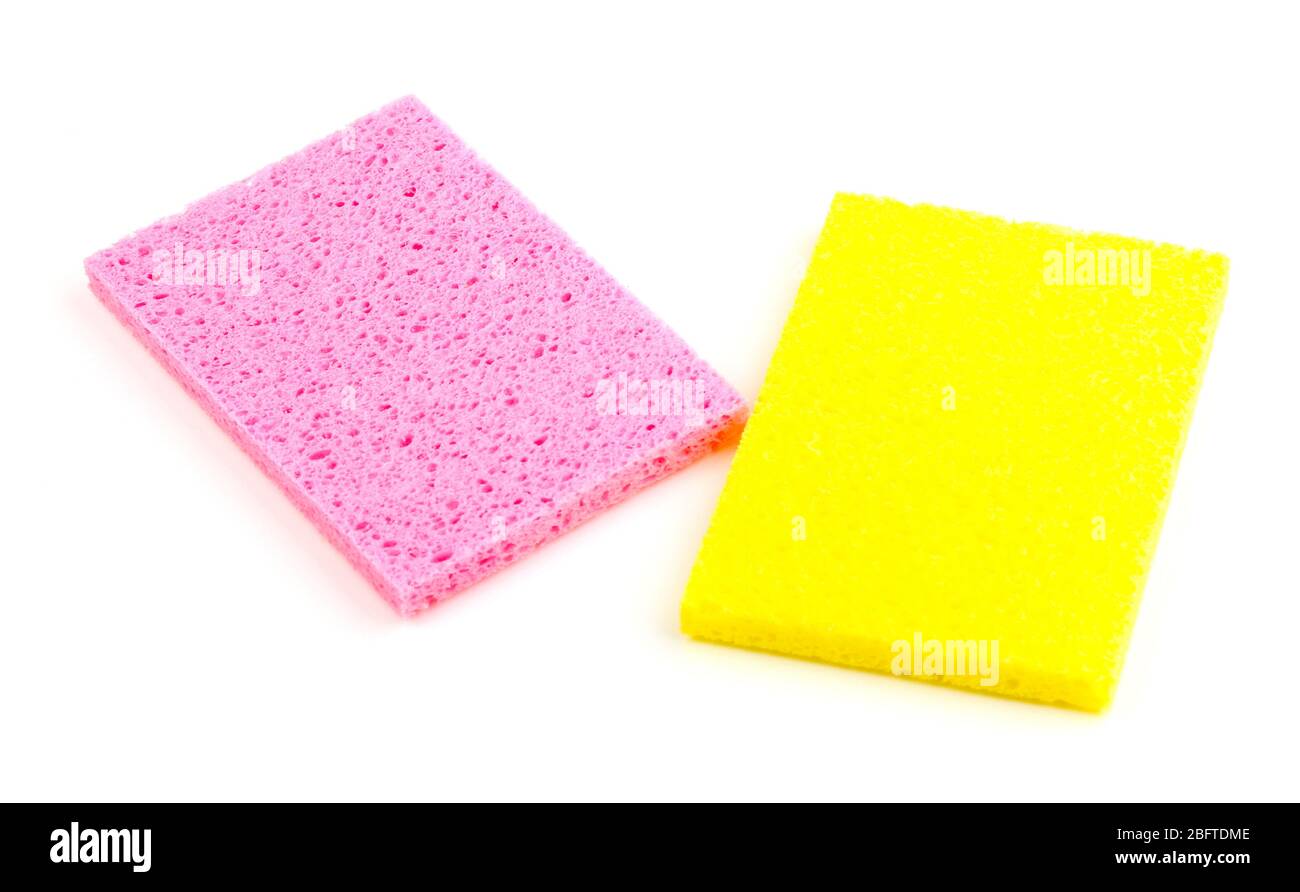 Cellulose sponges isolated on white Stock Photo - Alamy