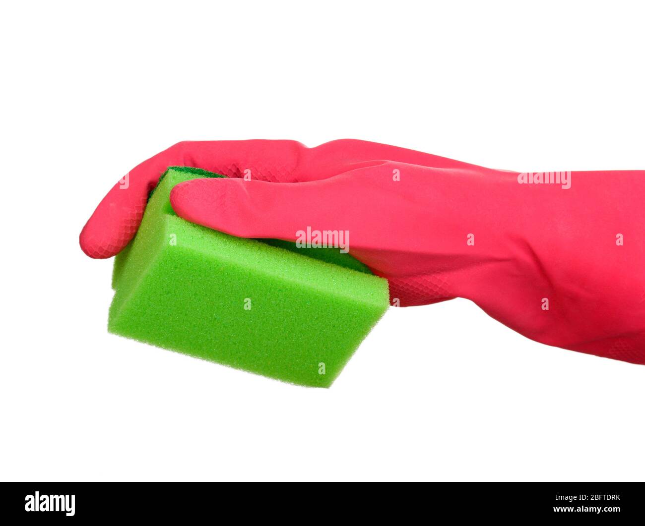 Sponge in hand isolated on white Stock Photo - Alamy