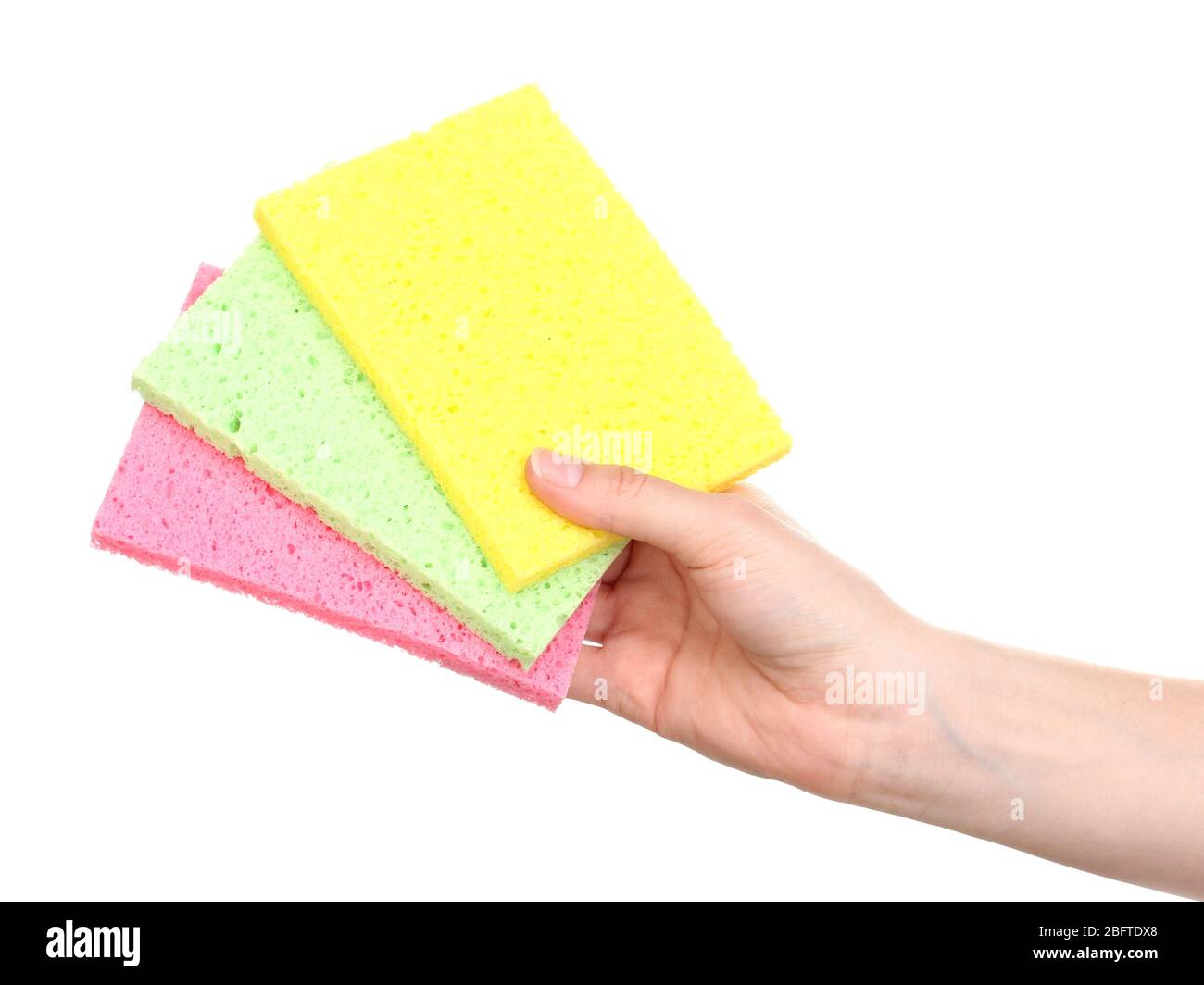 Cellulose sponges isolated on white Stock Photo - Alamy