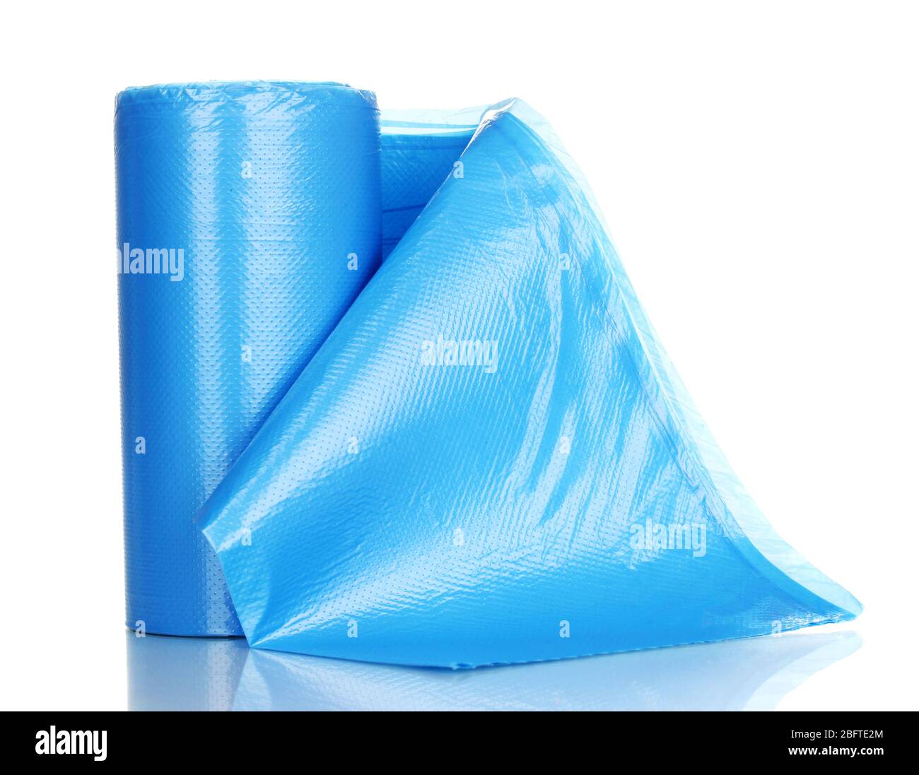 Roll of blue garbage bags isolated on white Stock Photo - Alamy
