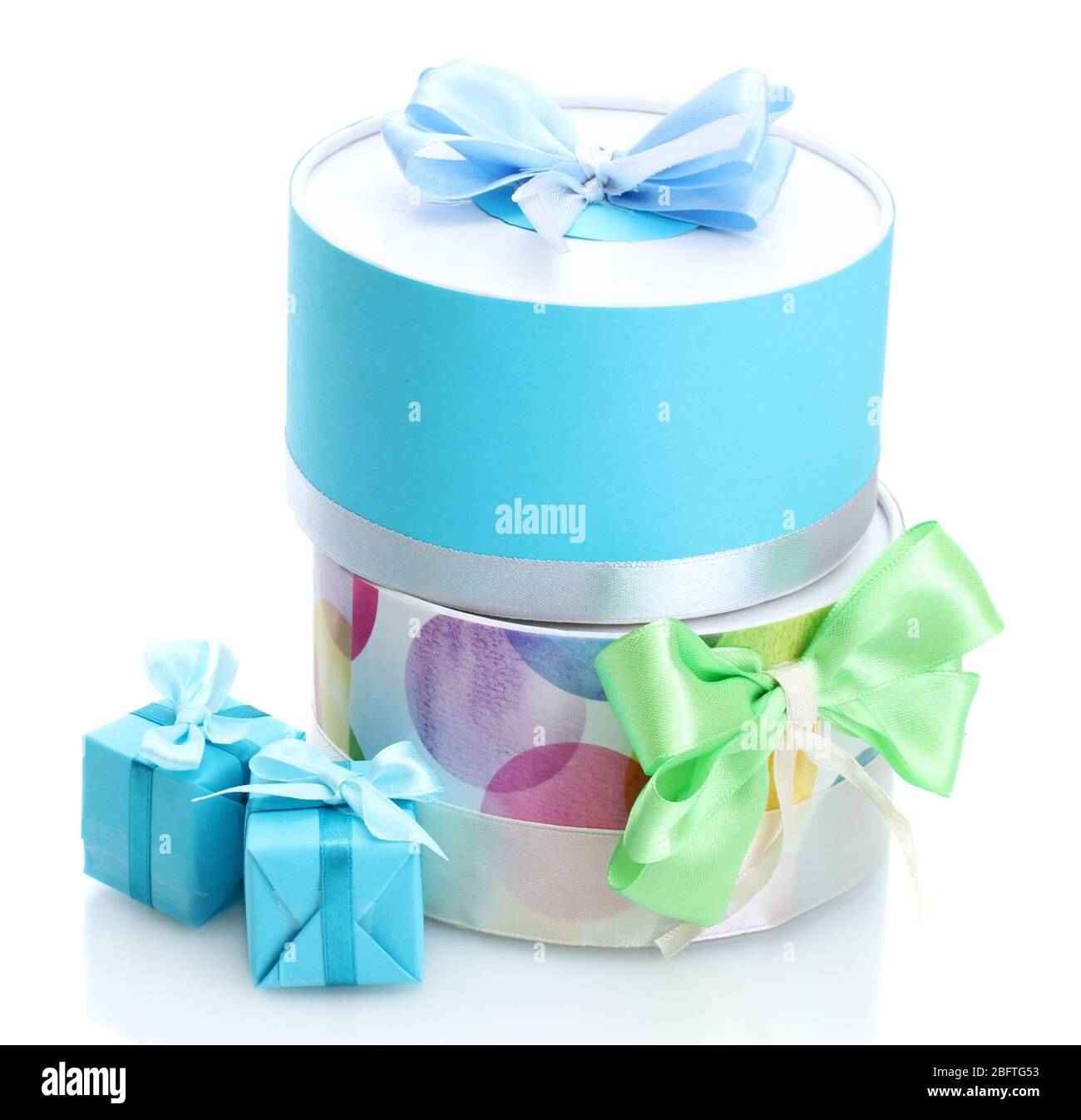bright gifts with bows isolated on white Stock Photo - Alamy